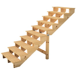 Deck stairs wood H173cm 10 steps D250cm W100cm