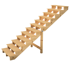 Deck stairs wood 12 steps H207cm Type C - multiple widths