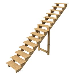 BERLIN - Deck stairs wood 15 steps, 258 cm height (101.57 in ...