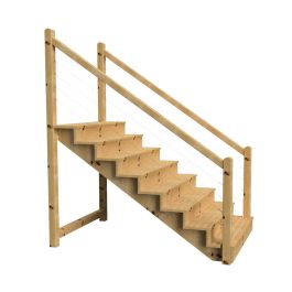 External staircase 8 steps with wooden handrail 7x7cm and stainless ...