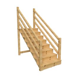 Outdoor stairs 8 steps with wooden handrail 7x7cm