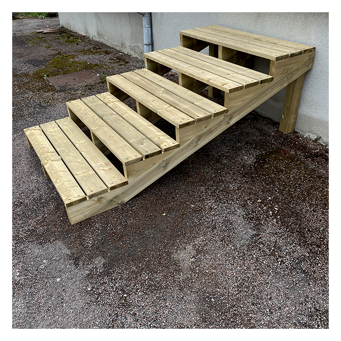 XL outdoor staircase wood 4 steps H55cm XL steps width 60cm